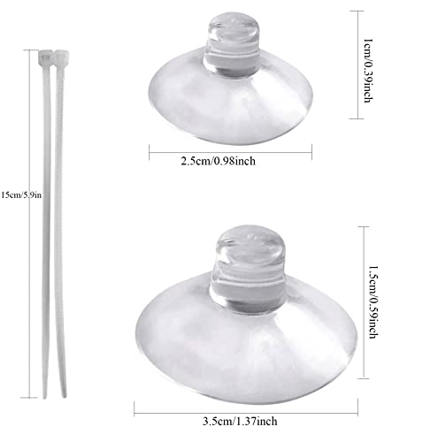 Aquarium Suction Cups,20Pcs 25mm/0.98inch + 20Pcs 35mm/1.37inch Fish Tank Suction Cups with Adjustable Cable Ties for Aquarium Fish Tank Plants, Planter, Binding Moss Shrimp Nest