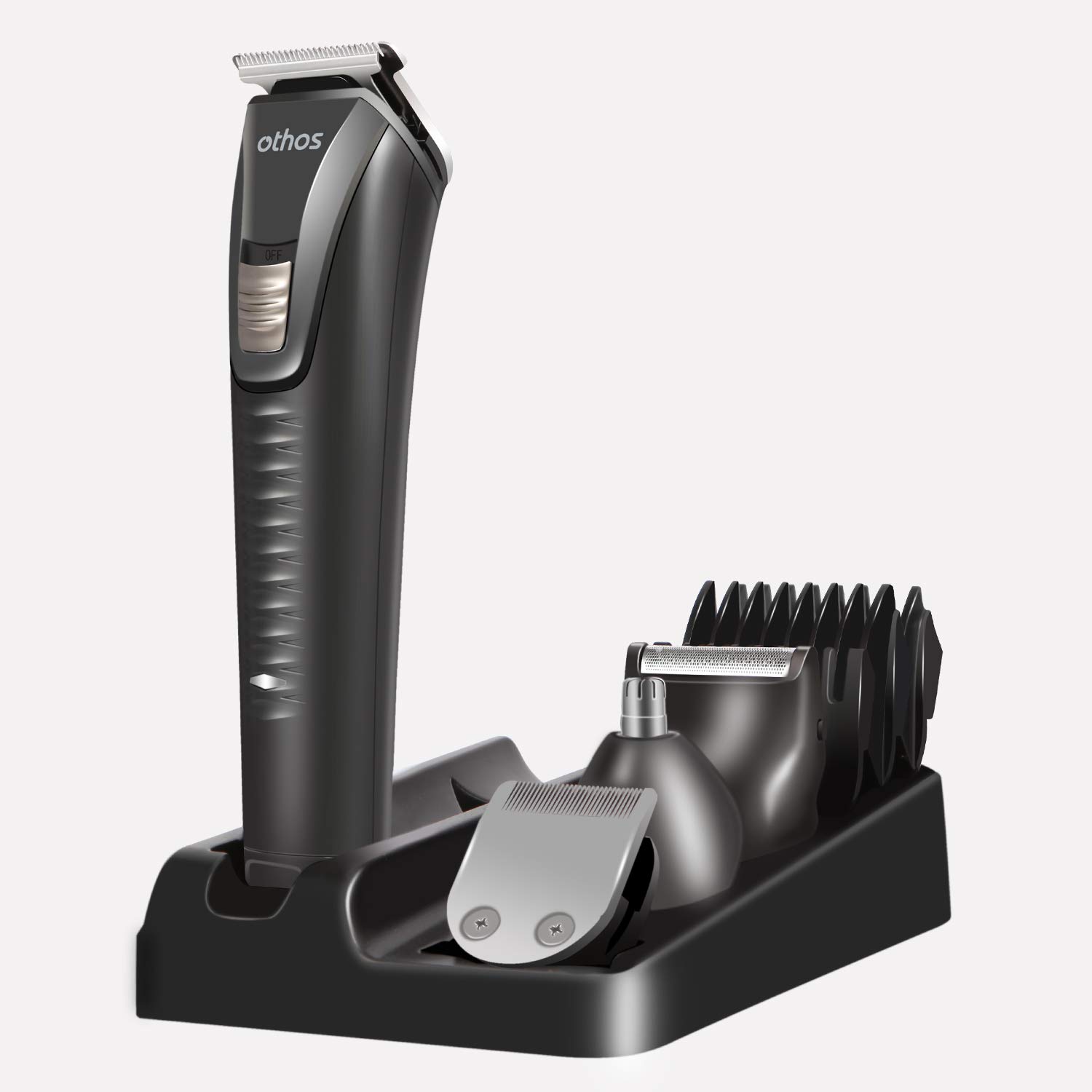 othos Multi-Functional Electric Grooming Hair Clipper Beard Trimmers Shaver Kit for Men Shaver Mustache Hair Face Nose Body Ear Trimmers Set USB Charging Rechargeable Lithium Battery Cordless Stand