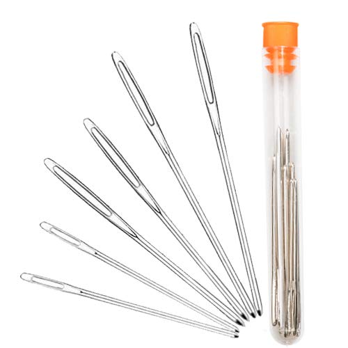 Hekisn Large-Eye Blunt Needles, 6 Piece Pro Quality Stainless Steel Yarn Knitting Needles, Sewing Needles, Crafting Knitting Weaving Stringing Needles (6 Pieces)