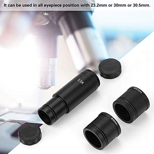 C Mount Adapter Microscope Adapter 0.5× C Mount Lens Adapter Set 23.2mm/30mm /30.5mm Ports for CCD Camera and Digital Eyepiece