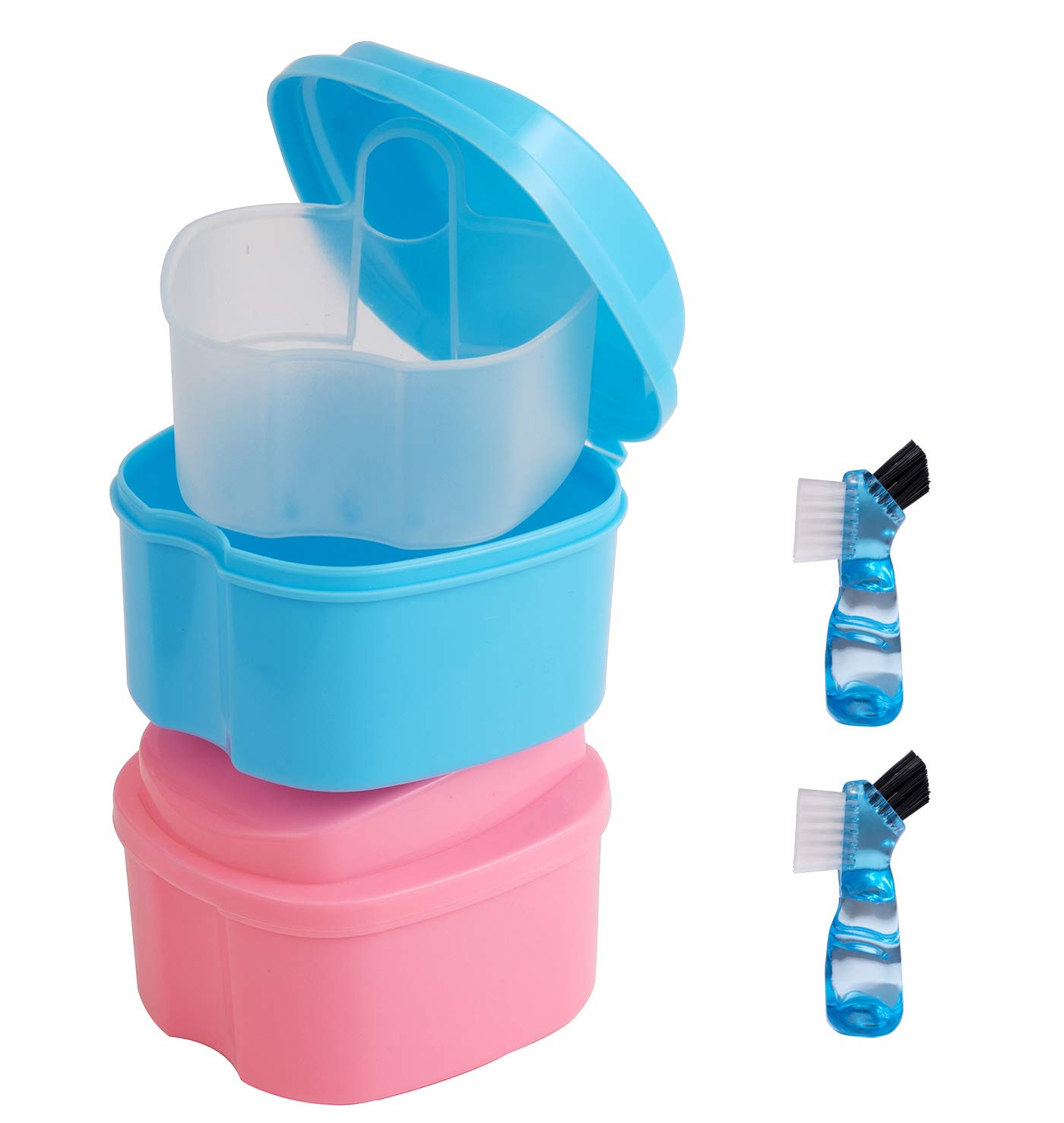 Denture Bath,Denture Holder,Denture Container with Lid,Retainer Container,Denture Case with Brush for Travel,Retainer Cleaning Case