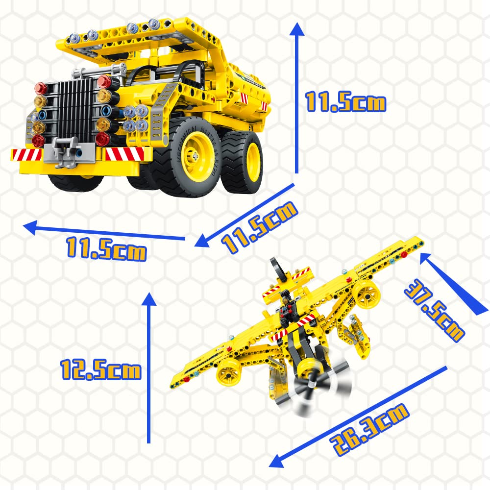 Amy&Benton Dump Truck Building Toys Sets for Boys 8-12 or Airplane Building Kit STEM Plane Building Toys Set for Kids