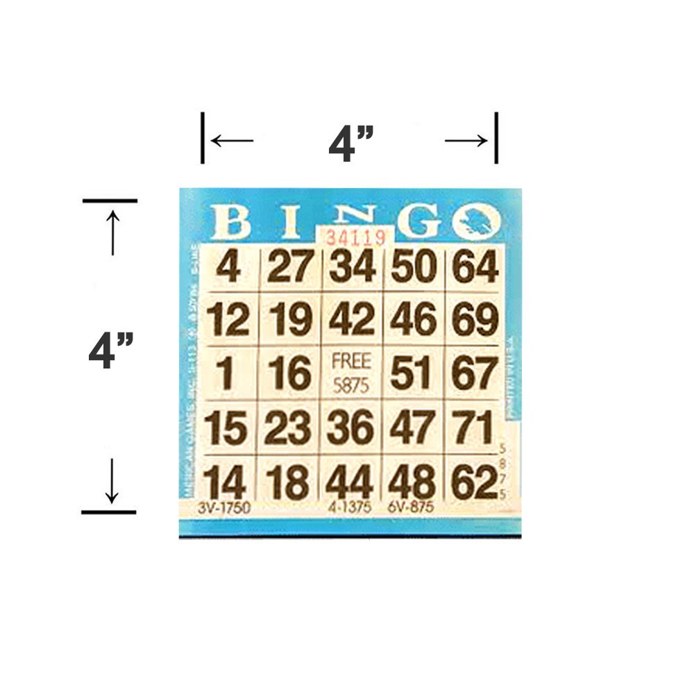 American Games Bingo Paper Game Cards - 1 Card - 10 Bingo Sheets - 200 Books - Standard Size (4" Square) - 10 Colors, Made in USA