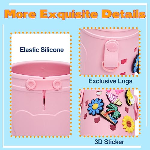 Bear Cup Holder Compatible with Bogg Bags Drink Can Water Bottle Attachment with Cute Charm Accessory-Keep Bottles, Or Personal Items Handy with Your Tote Bag- Extra Large Size Fits Most Cups (Pink)