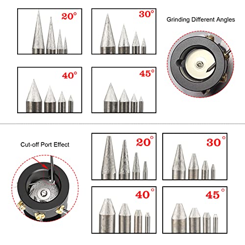 3mirrors ALUMINUM Tungsten Electrode Sharpener Grinder for TIG Welding Tool w/Cut-Off Slot Multi-Angle& Offsets, 4 Copper Screws Holes& 2 Upgrade CNC Mandrels& 5 25mm Diamond Wheels& Instructions