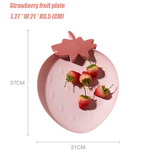 Kawaii Strawberry Plastic Trays Snack Plates Kitchen Bowls,2 Pack Plastic Plates Serving Platters Food Tray Decorative Serving Trays for Candy,Fruits,Dessert,Salad Dish Home Wedding Party Platters