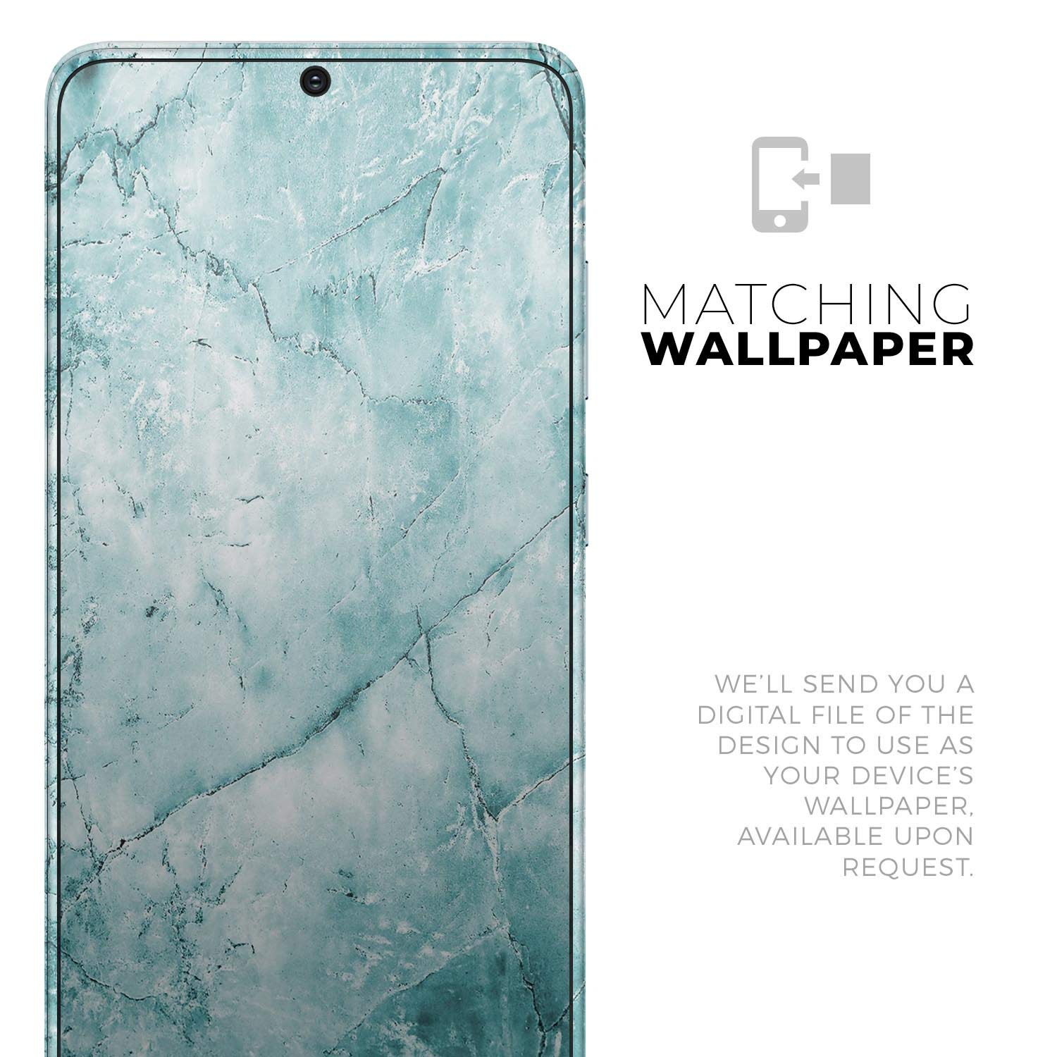 DesignSkinz Cracked Turquise Marble Surface 2 Protective Vinyl Decal Wrap Skin Cover Compatible with The Samsung Galaxy S20 (Screen Trim & Back Glass Skin)
