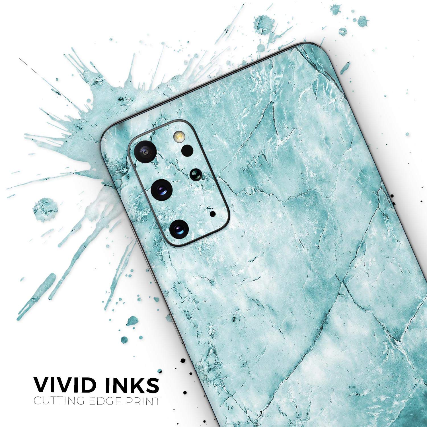 DesignSkinz Cracked Turquise Marble Surface 2 Protective Vinyl Decal Wrap Skin Cover Compatible with The Samsung Galaxy S20 (Screen Trim & Back Glass Skin)