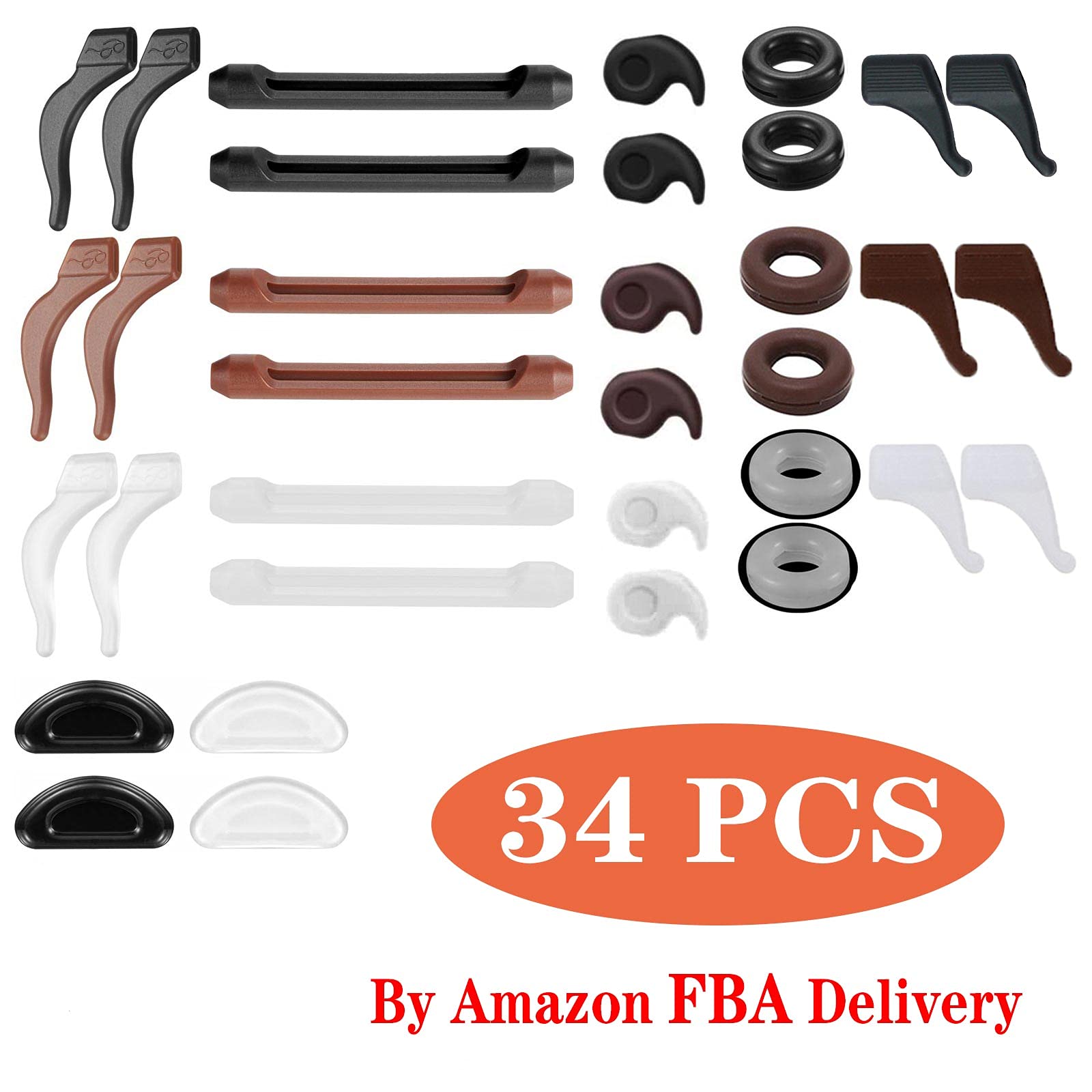 34PCS Eyeglasses Retainers Silicone Glasses Temple Holders Anti-slip Protectors Comfort Eyewear Spectacle Stay Put Glasses Stoppers Ear Grip Hooks… (Eyeglasses Retainers-34PCS)