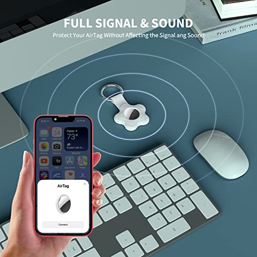 AirTag Holder, 4 Pack Silicone AirTag Case with KeychainDurable, Anti-Scratch Protective Silicone Cover with Anti-Losing Keychain for Apple Airtag