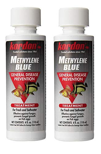 Kordon 2 Pack of Methylene Blue, 4 Fluid Ounces Each, General Disease Prevention for Fresh and Saltwater Fish, Treats Fungus and Fungal Growth on Fish Eggs