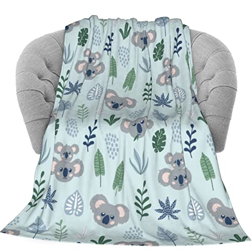Delerain Cute Koalas Soft Throw Blanket 40"x50" Lightweight Flannel Fleece Blanket for Couch Bed Sofa Travelling Camping for Kids Adults