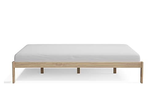 Alaska Wooden Platform Bed Solid Pine Wood Full XL Size Bed Unfinished with Wooden Slats Mattress Support/No Box Spring Needed/Suitable for Adults