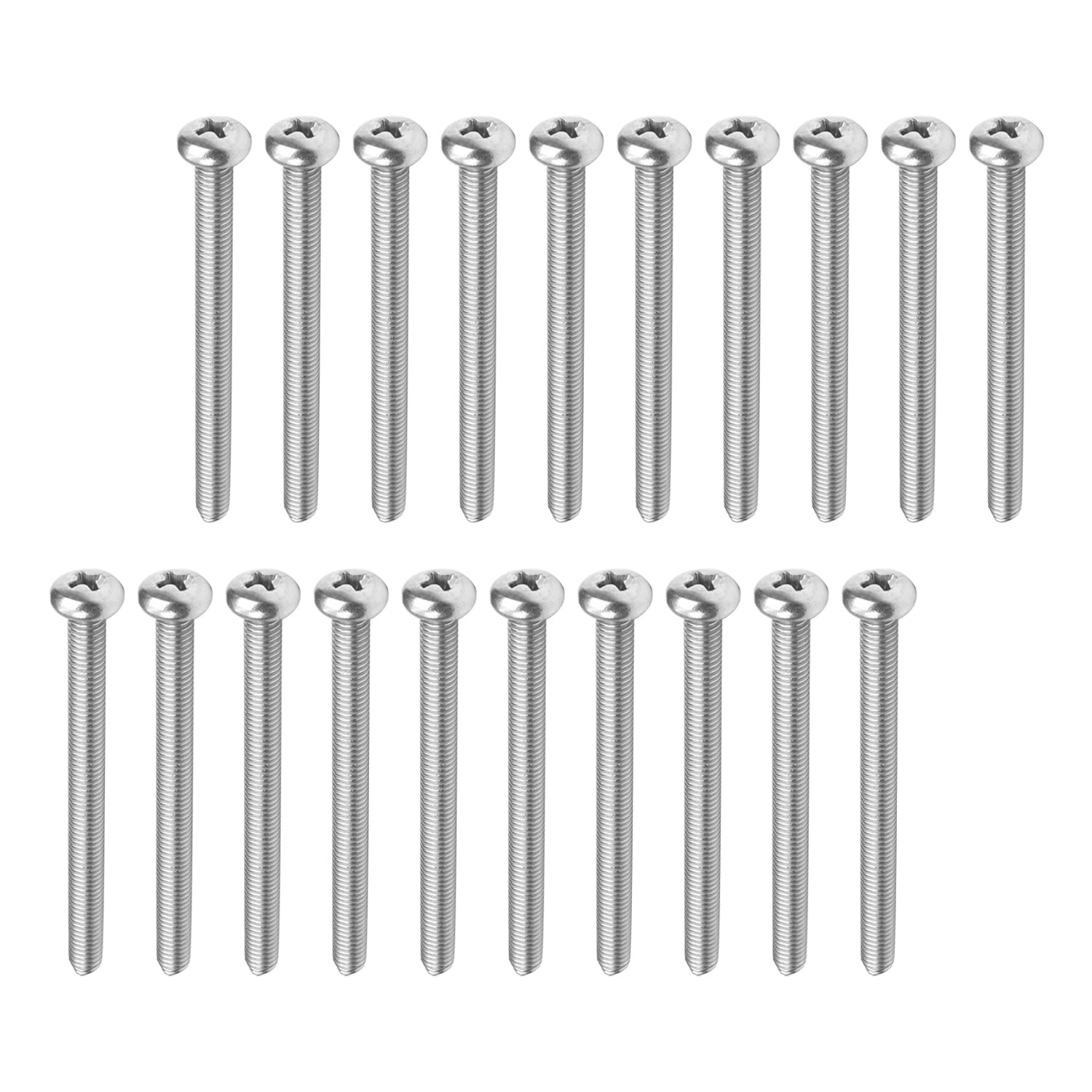 Yinpecly 25Pcs M5 x 60mm Machine Screws Pan Phillips Cross Head Screw 304 Stainless Steel Fasteners Bolts Silver Gray