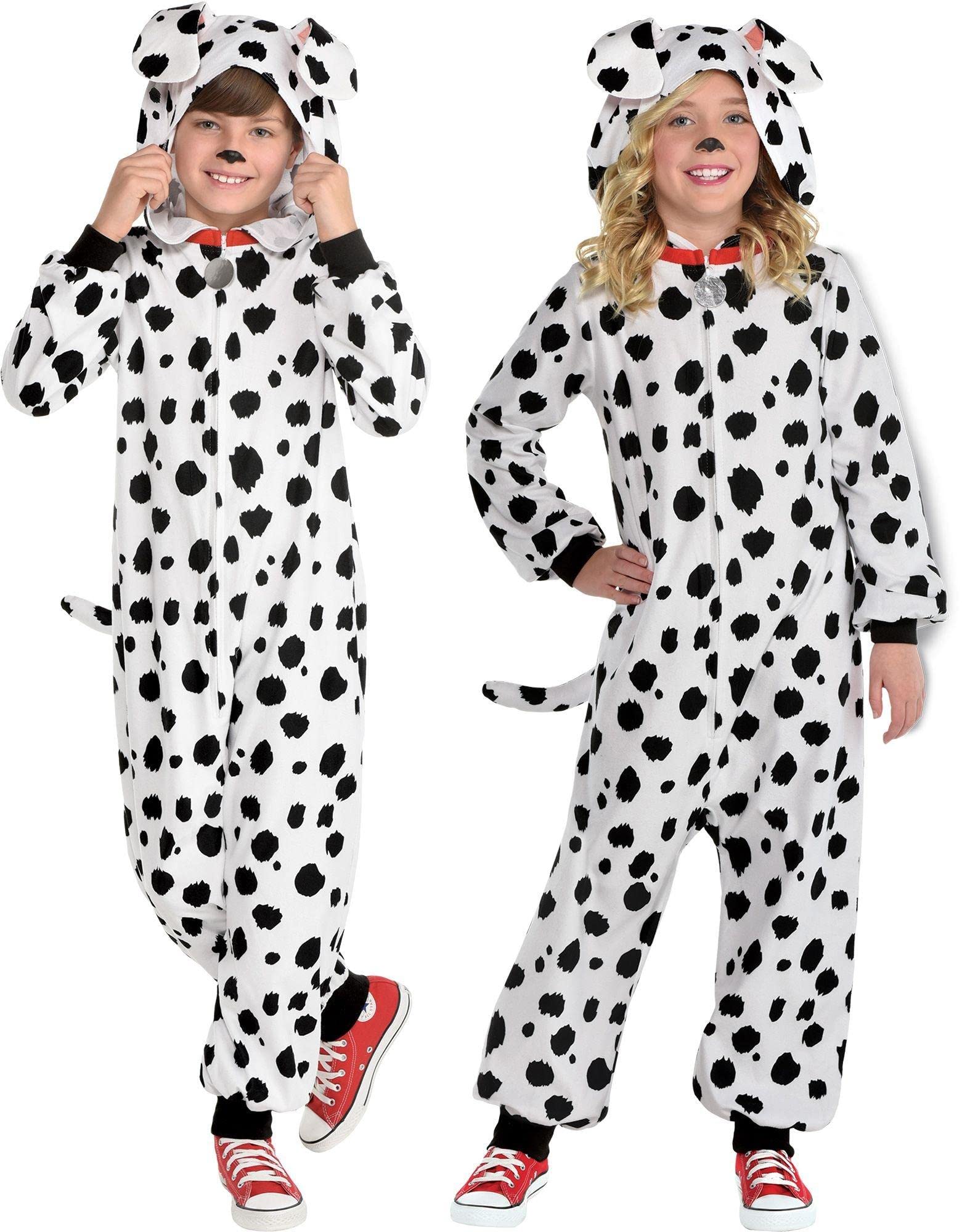 Amscan Dalmatian Hooded Jumpsuit For Kids- Black and White - 1 Set