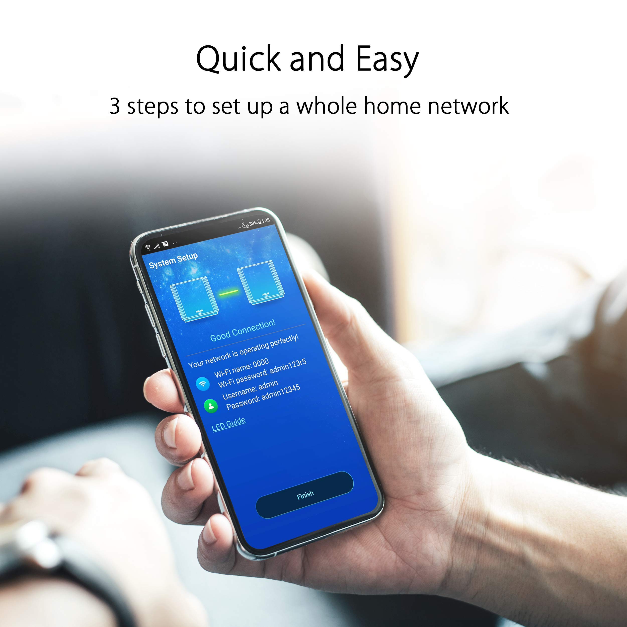 ASUS ZenWiFi AC Whole-Home Tri-Band Mesh System (CT8 2 Pack White) Coverage up to 5,400 sq.ft, AC3000, WiFi, Life-time Free Network Security and Parental Controls, 4X Gigabit Ports, 3 SSIDs (Renewed)