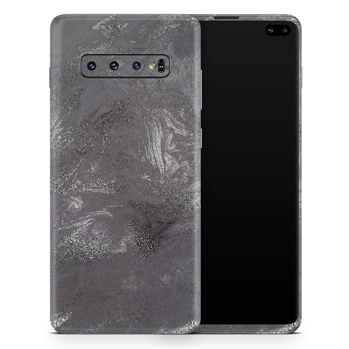 DesignSkinz Black & Silver Marble Swirl V5 Protective Vinyl Decal Wrap Skin Cover Compatible with The Samsung Galaxy S20 (Screen Trim & Back Glass Skin)