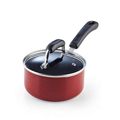 Cook N Home 2601 Stay Cool Handle Pattern 12-Piece Nonstick Cookware Set, Marble Red
