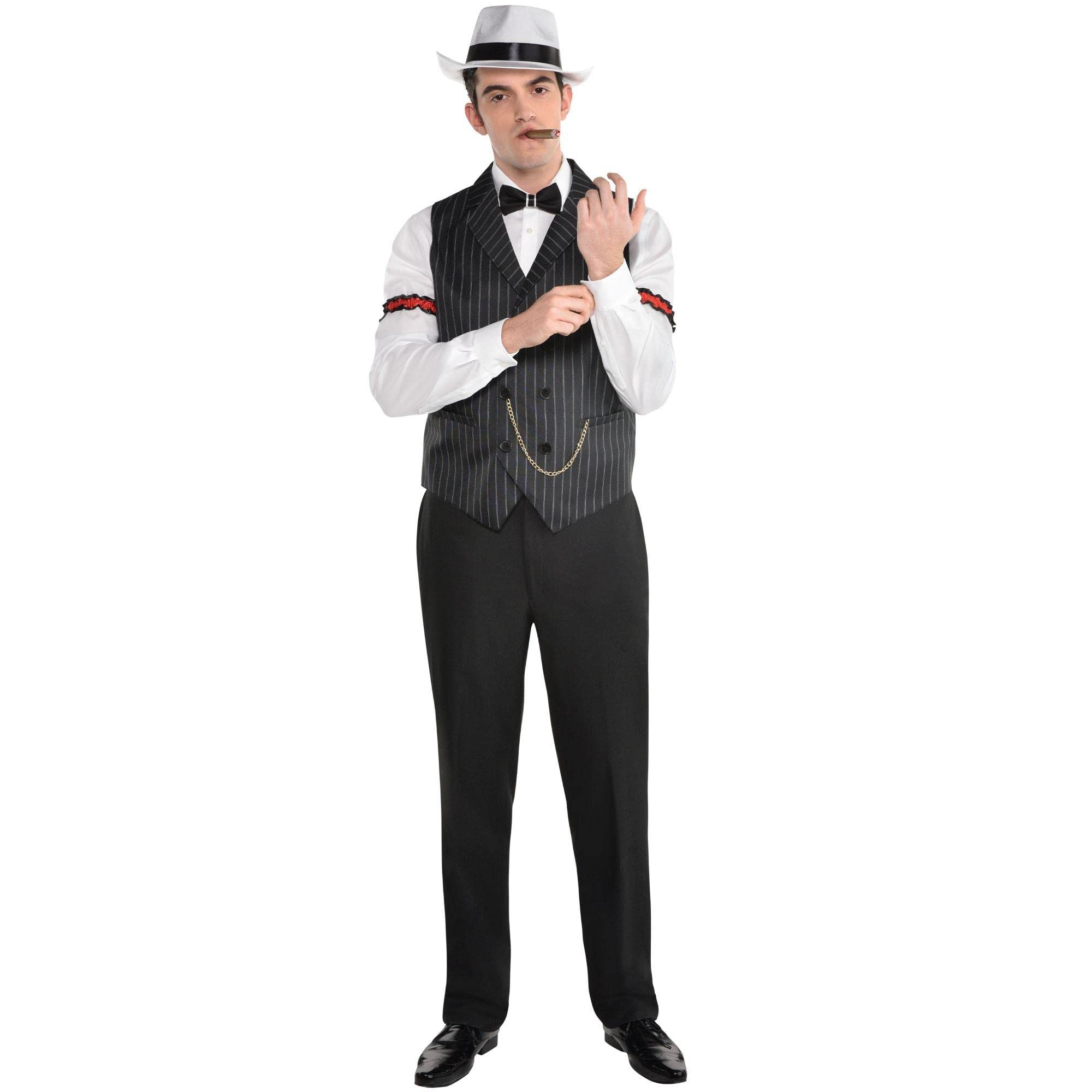 Amscan Roaring 20's Gangster Men's Vest - Large/X-Large (1 Pc) - Stylish Black Costume for Vintage Party Look