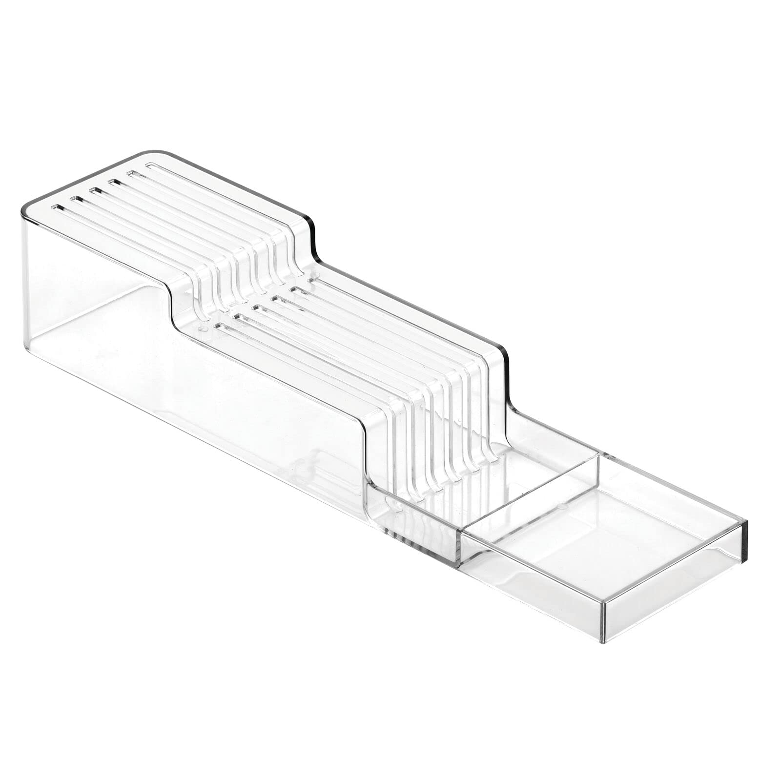 mDesign 2-Tier Plastic In-Drawer Knife Block - Storage and Organizer for Knives - Holds Up To 12 Knives - For Kitchen Drawers - Clear