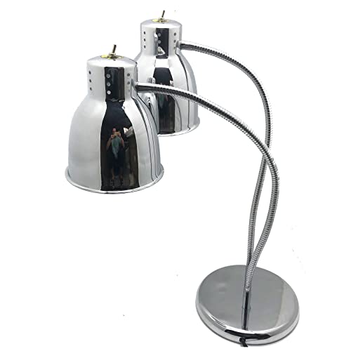 KOUWO Food Heat Lamps with Dual 250w Bulbs Food Warmer Lights Food Heating Warmer Lamp Restaurant Kitchen Buffet Warmer Table (Double Head)