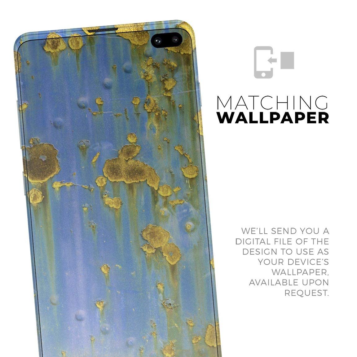 DesignSkinz Blue Metal with Gold Rust Protective Vinyl Decal Wrap Skin Cover Compatible with The Samsung Galaxy S20 (Screen Trim & Back Glass Skin)