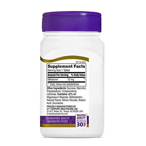 21st Century, Melatonin Quick Dissolve Tablets 10 mg, White, Cherry, 120 Count