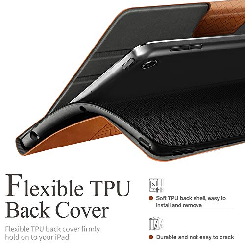 auaua Case for iPad 9th/8th/7th Generation 10.2 inch (2021/2020/2019 Released), with Pencil Holder, Vegan Leather, Auto Sleep/Wake Smart Cover (Brown)