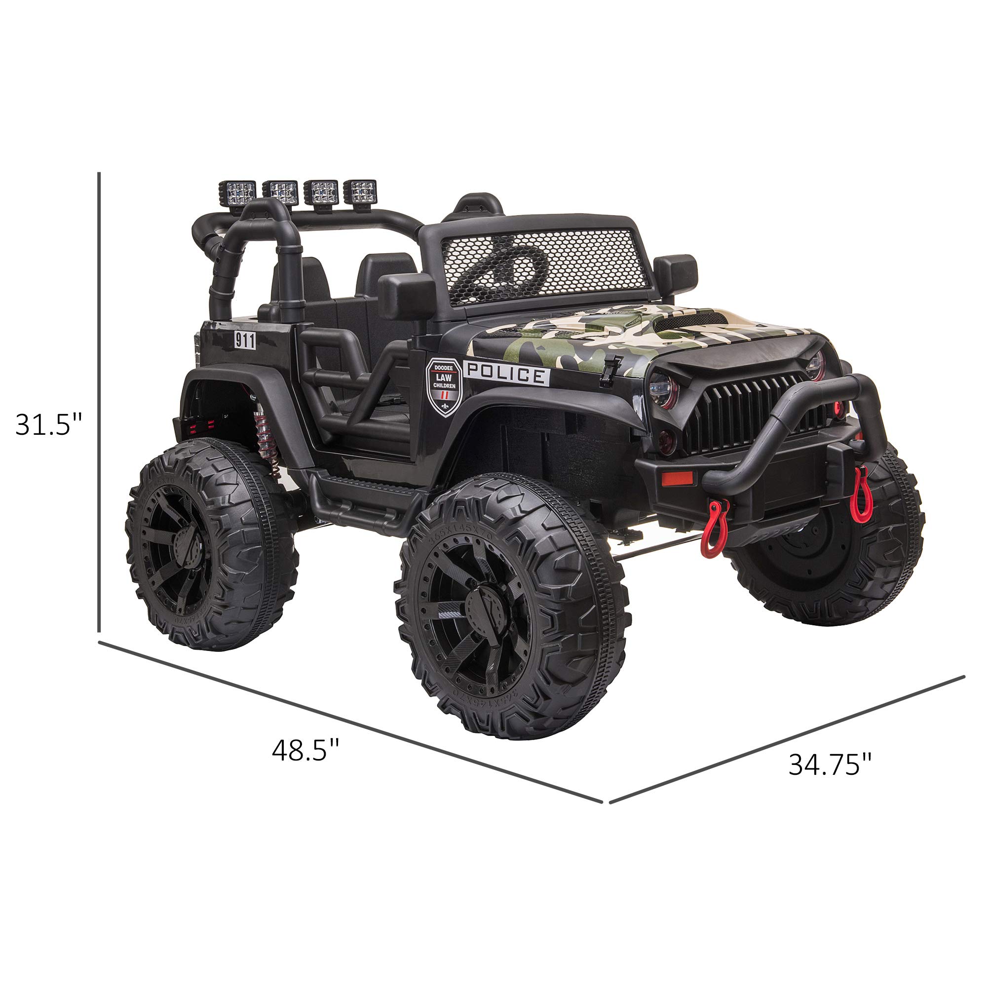 Aosom Ride On Truck for Toddlers 3-8 with Bluetooth, 12V Battery-Powered Electric Car for Kids with Wide Seat, Remote Control, Music, Camo