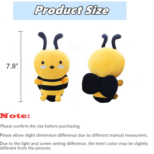 AUCOOMA Stuffed Bee Animal Plush, Cute Honeybee Plushie Toy for Kids, Girls, Doll 7.8"