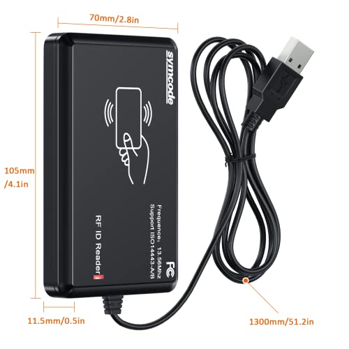 Alacrity ID RFID Card Reader Writer 13.56Mhz Reader USB Read 1326 Family Proximity Cards & EM4100 ID Card Access Control System Home Again Microchip Scanner (USB Port)