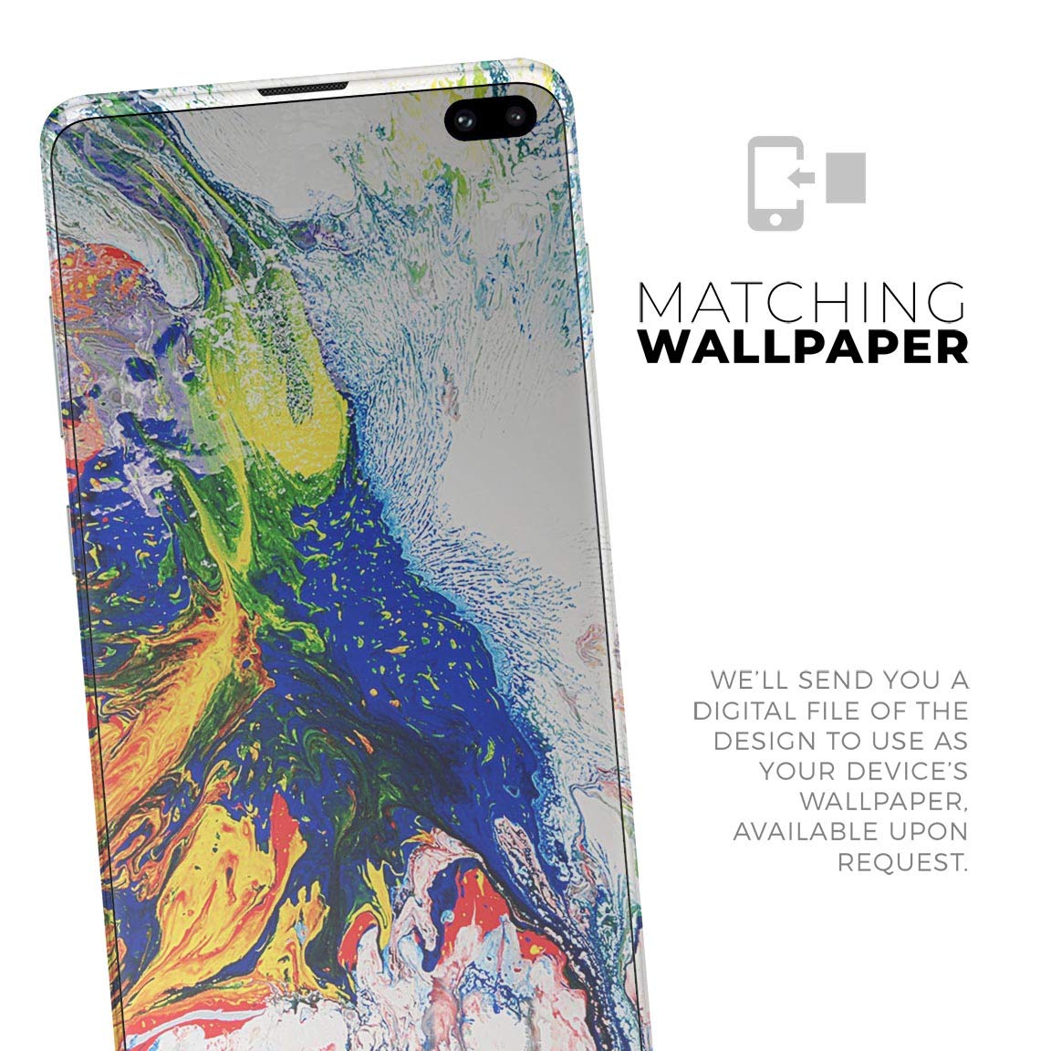 DesignSkinz Bright White and Primary Color Paint Explosion Protective Vinyl Decal Wrap Skin Cover Compatible with The Samsung Galaxy S20 (Screen Trim & Back Glass Skin)