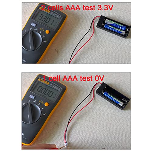DIYmalls 2 AAA Battery Holder with Switch for Microbit Battery Pack 3V 2 Cell with ON/Off Case Cover Box PH2.0 Connector 14cm Wire (Pack of 5)