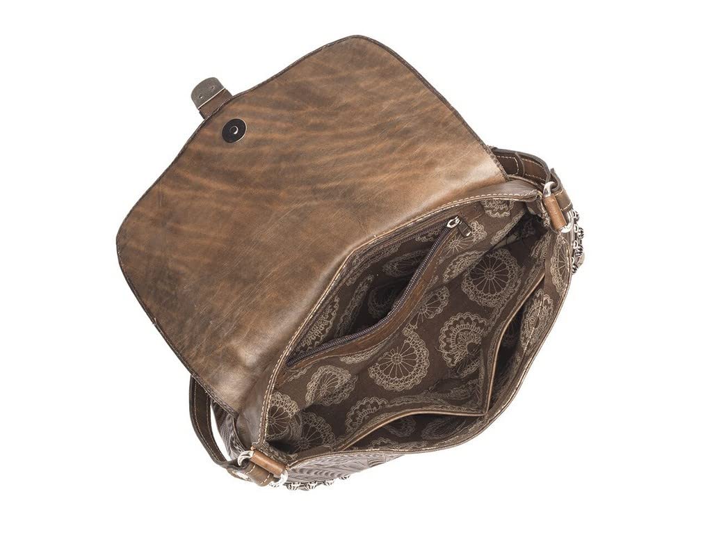 American West Western Leather Flap Crossbody Handbag