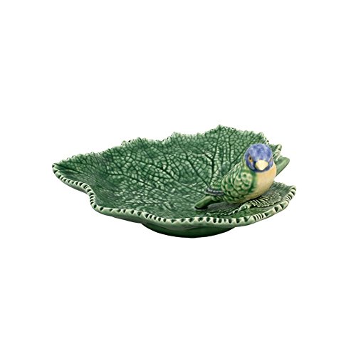 Bordallo Pinheiro Ragwort Leaf 19 with Blue Bird