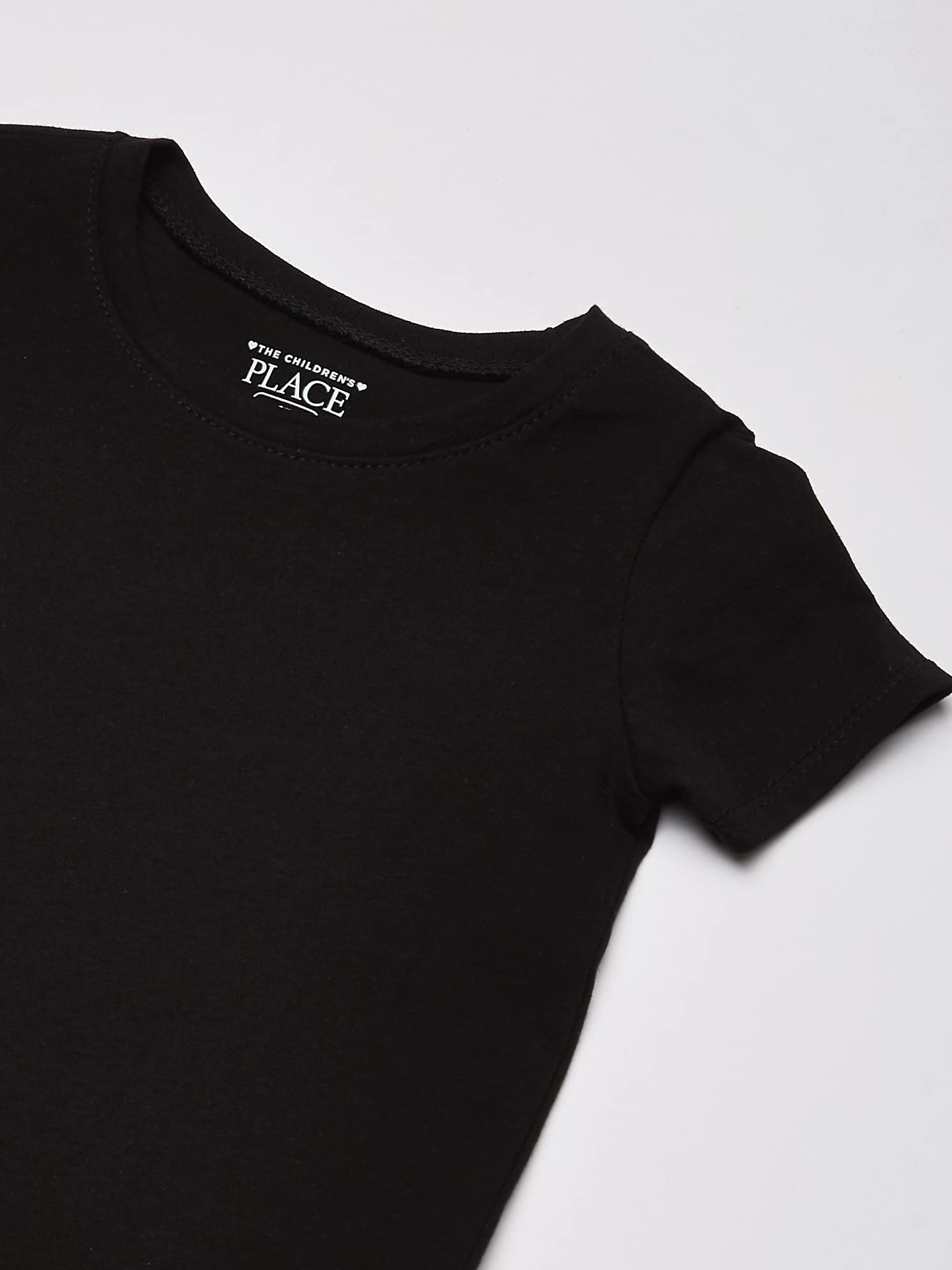 The Children's Place baby girls And Toddler Short Sleeve Basic Layering T-shirt T Shirt, Black/Tidal/White 3 Pack, 3T US