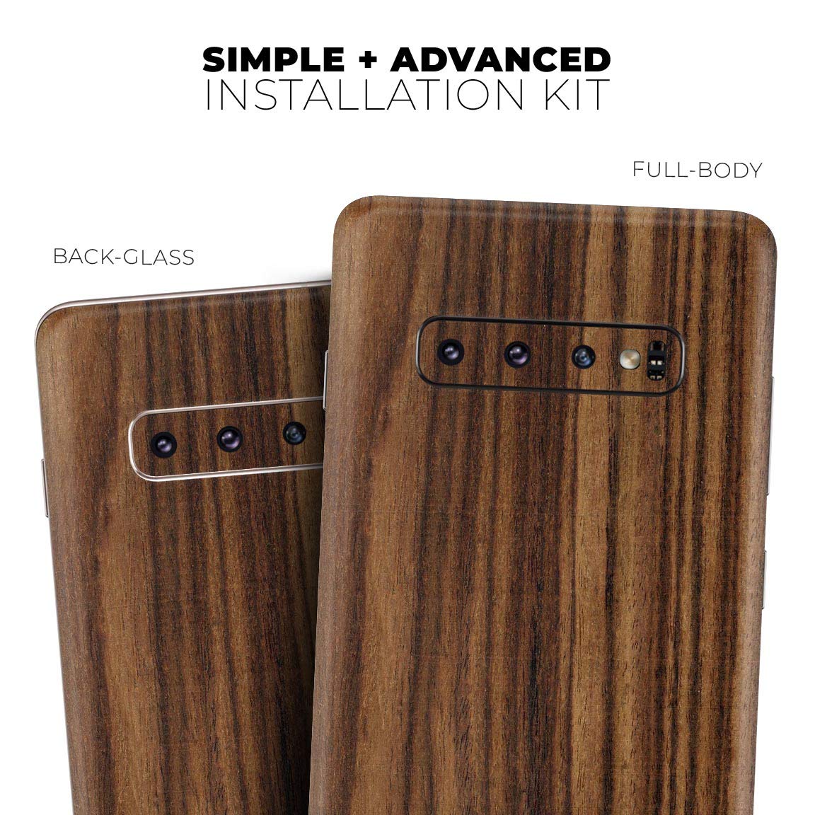DesignSkinz Bright Ebony Woodgrain Protective Vinyl Decal Wrap Skin Cover Compatible with The Samsung Galaxy S20 (Screen Trim & Back Glass Skin)