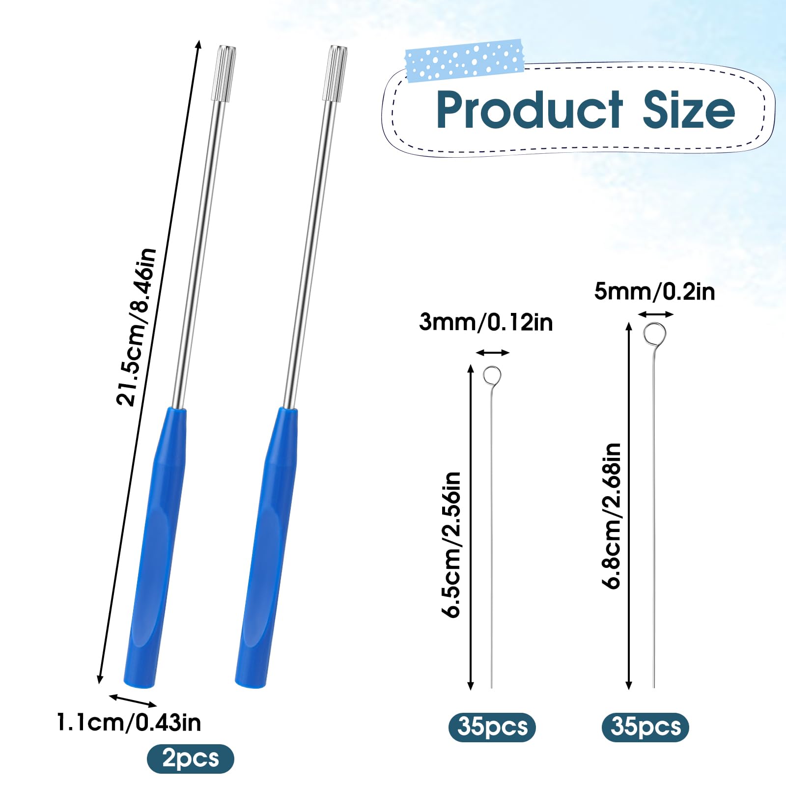 2 Pieces Inoculation Loop Mycology Reusable Supplies Inoculation Loop Kit with 70 Replaceable Chromium Alloy Needle Tip Inoculation Loops for Kit Laboratory Research Tools