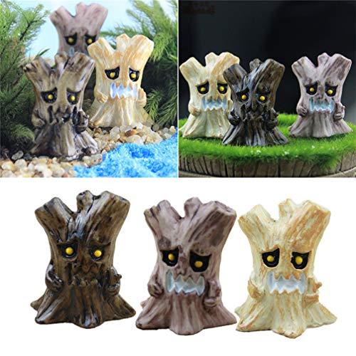 3pcs Halloween Miniature Micro Landscape Moss Succulent Potted Ornaments Bonsai Fairy Garden Landscape DIY Decor Desktop Ornaments (Grey + Yellow + Purple)