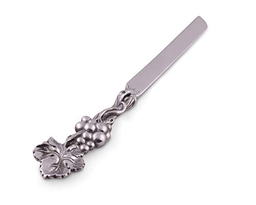Arthur Court Metal Cake Knife Grape Pattern Sand Casted in Aluminum with Artisan Quality Hand Polished Tarnish Free 13.75 inch Long