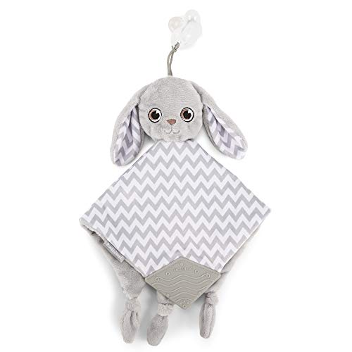 BooginHead Pacifier Holder Stuffed Animal Pacifier Lovey with Baby Teether, Bunny