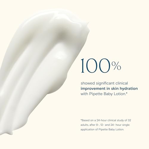Pipette Baby Lotion - New & Improved Formula, Hydration & Natural Moisture of Baby's Delicate Skin, Renewable Plant-Derived Squalane, Rose + Geranium Aroma, 5.7 fl oz