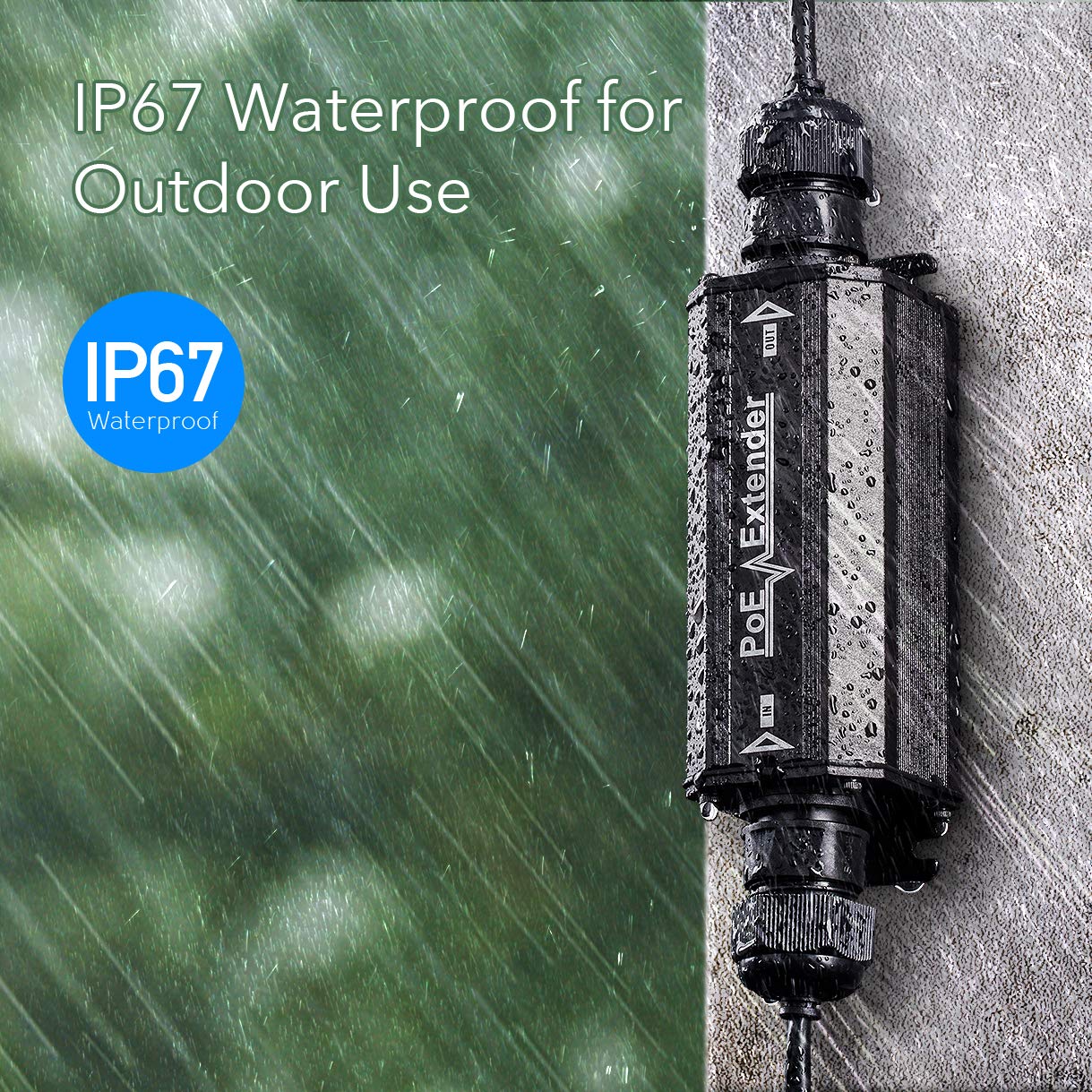 Cudy POE15 Gigabit Outdoor Waterproof IP67 PoE + Extender, 10/100/1000Mbps, PoE Repeater, PoE Amplifier, BOE PoE, Wall Mount, IEEE 802.3at/802.3af, Wall Mount