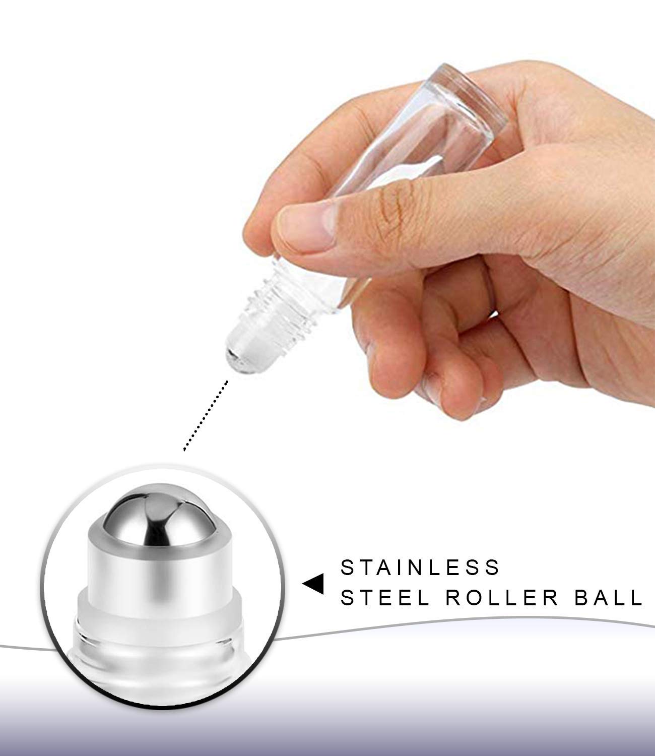 Essential Oil Roller Bottles 63 Pack 10ML Glass Roller Bottle Amber For Essential Oil (4 Opener,6 Pipettes, 4 Funnels,192 Label) (Clear)