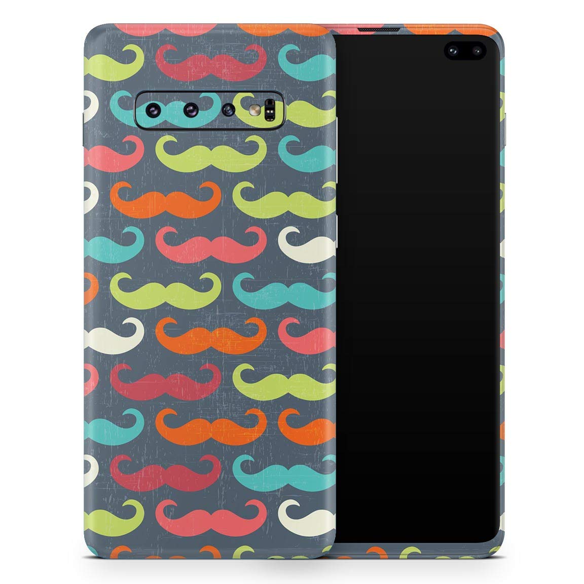 DesignSkinz Colorful Scratched Mustache Pattern Protective Vinyl Decal Wrap Skin Cover Compatible with The Samsung Galaxy S20 (Screen Trim & Back Glass Skin)