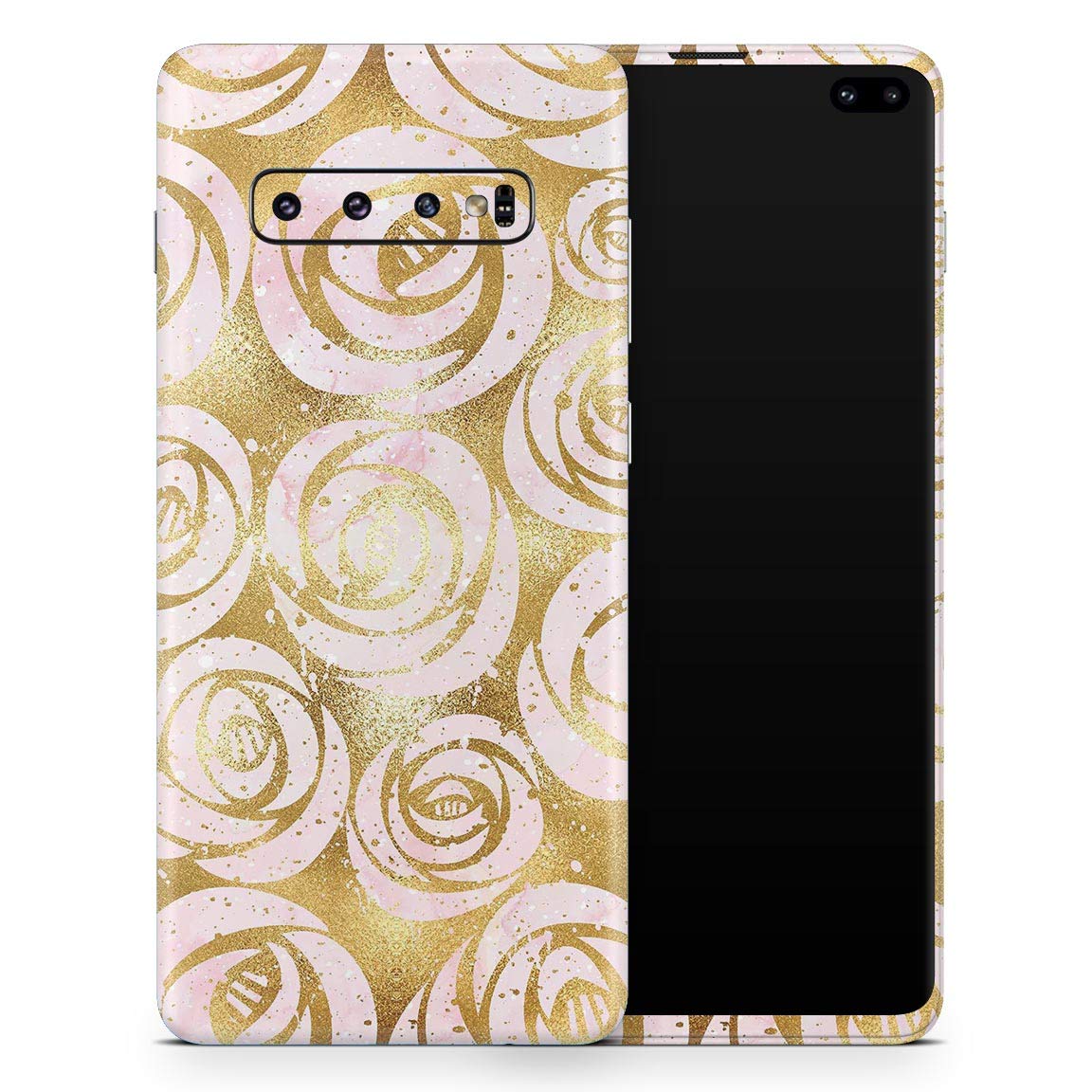 DesignSkinz Karamfila Watercolor & Gold V1 Protective Vinyl Decal Wrap Skin Cover Compatible with The Samsung Galaxy S20 (Screen Trim & Back Glass Skin)