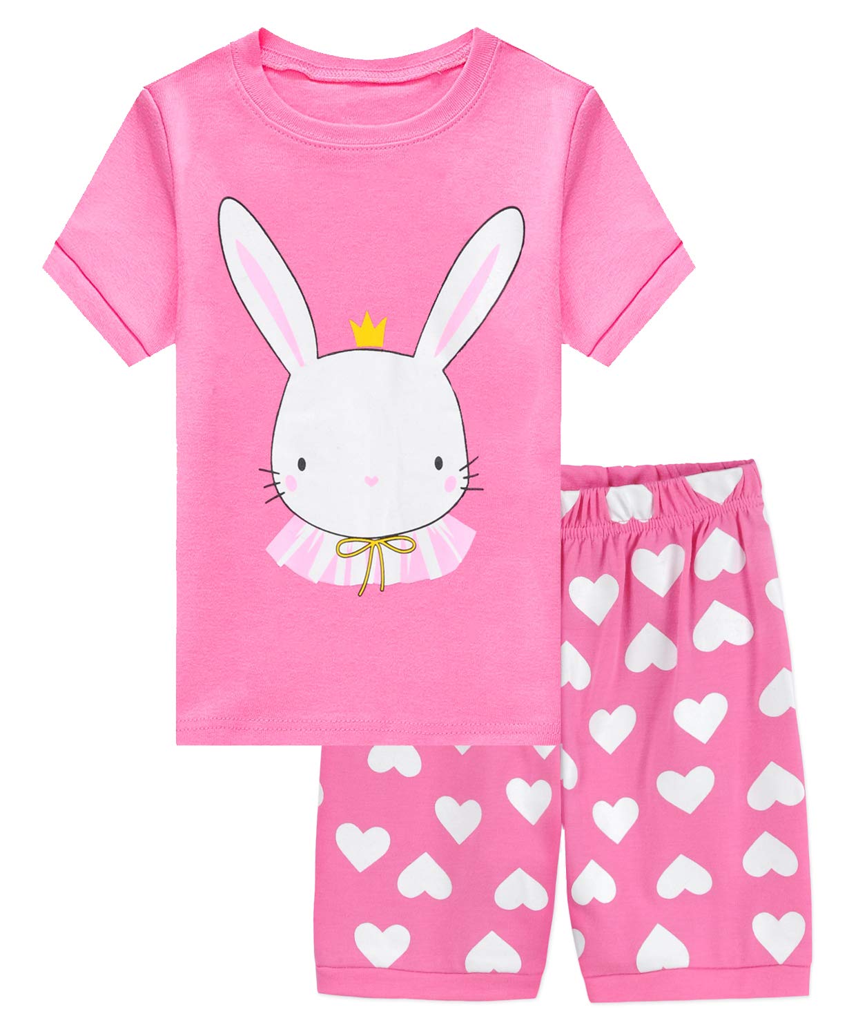 Little Girls Pajama Cute Rabbit Pjs Cotton Summer Short Sets Toddler Pjs Clothes Size 4t 5t