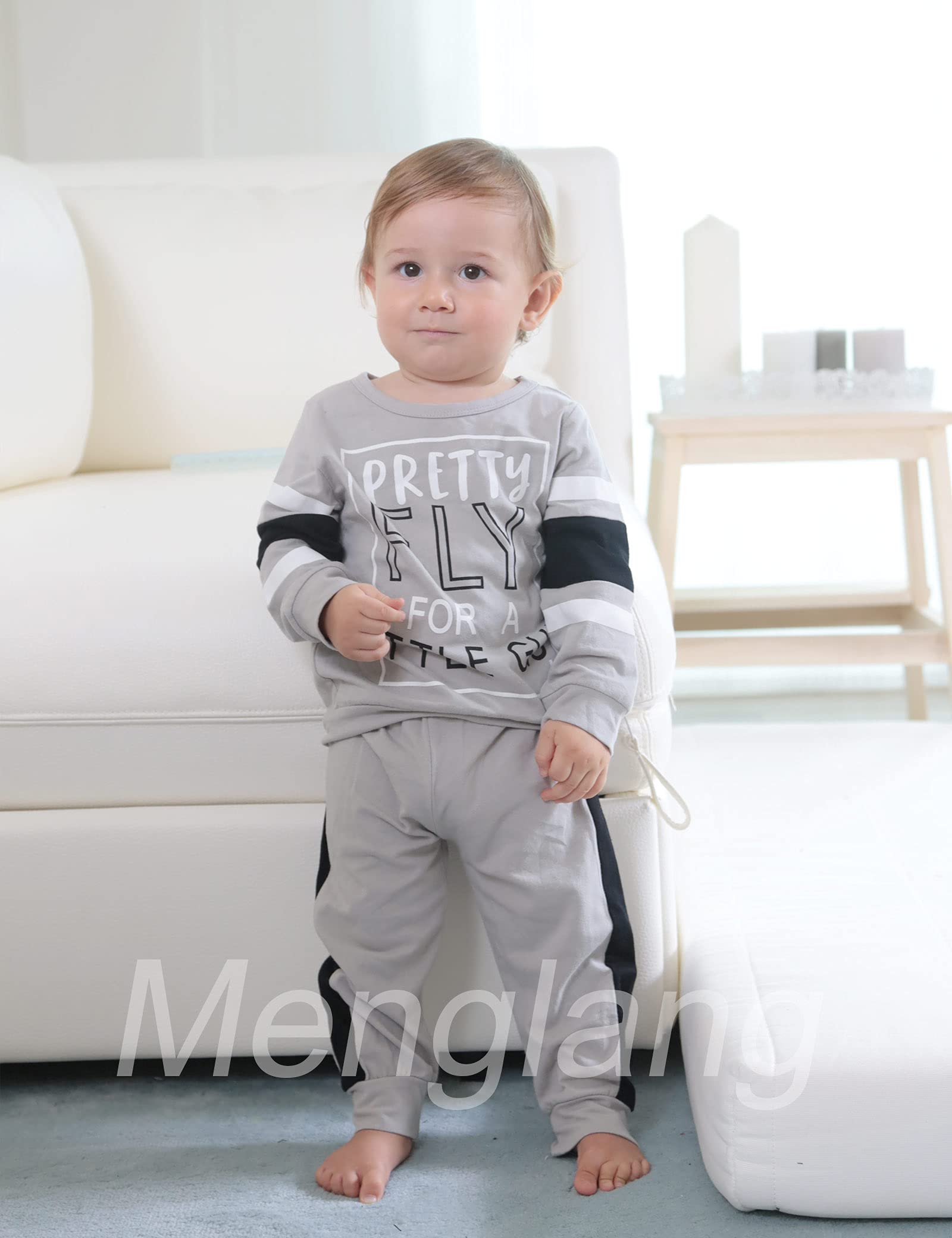 Menglang Toddler Boy Clothes Long Sleeve Pullover Sweatshirt Jogger Pant Sets 2 Piece Outfit 3T 4T Boys Clothes