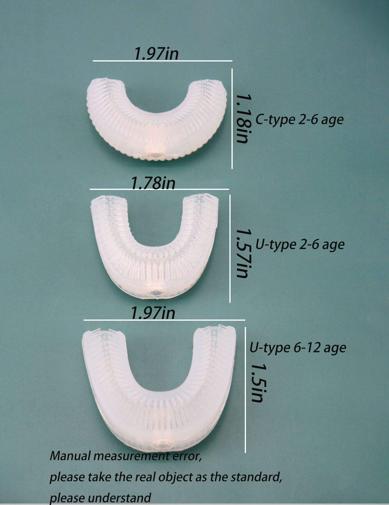 Ljyzoid 2PC U Shaped Kid Electric Toothbrush Replacement Heads, Compatible with U-Type Kids Automatic Electric Toothbrush, Food Grade Silicone Ultrasonic Toothbrush Replacement Head 7-12 Years Old