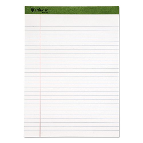 Ampad 100% Recycled Perforated Ruled 50 Sheet 8 1/2 x 11 3/4 Inch White Pads 12 Pack (20-172)